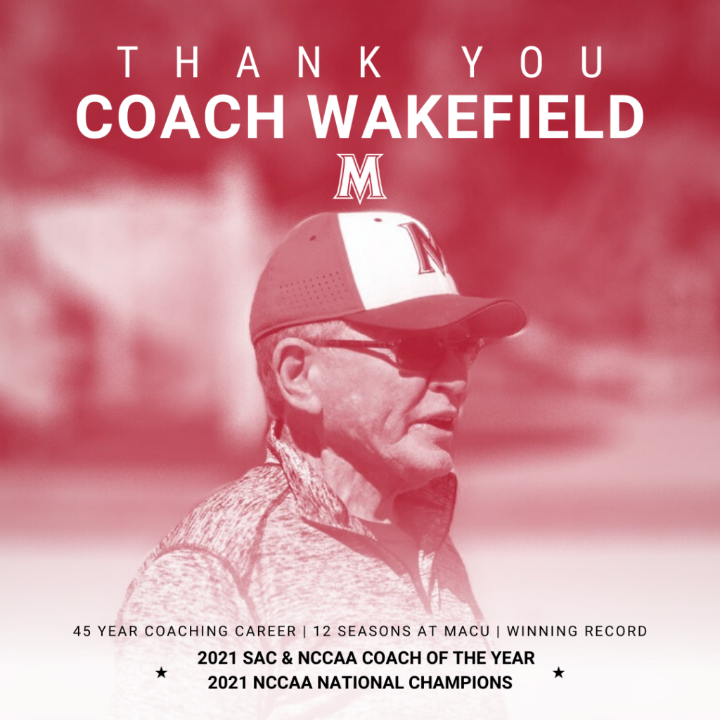 MACU Softball Coach Robert Wakefield to Retire in 2023